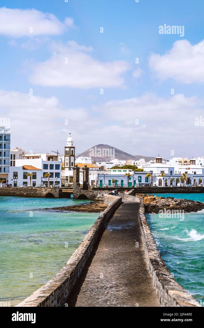 Arrecife cityscape seen from San Gabriel castle, capital city of ...