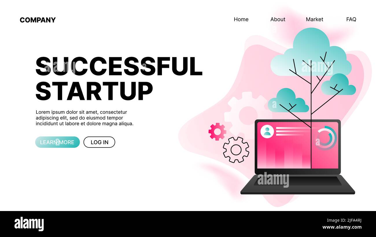 Successful Startup Horizontal Banner. Website Landing Page Template ...