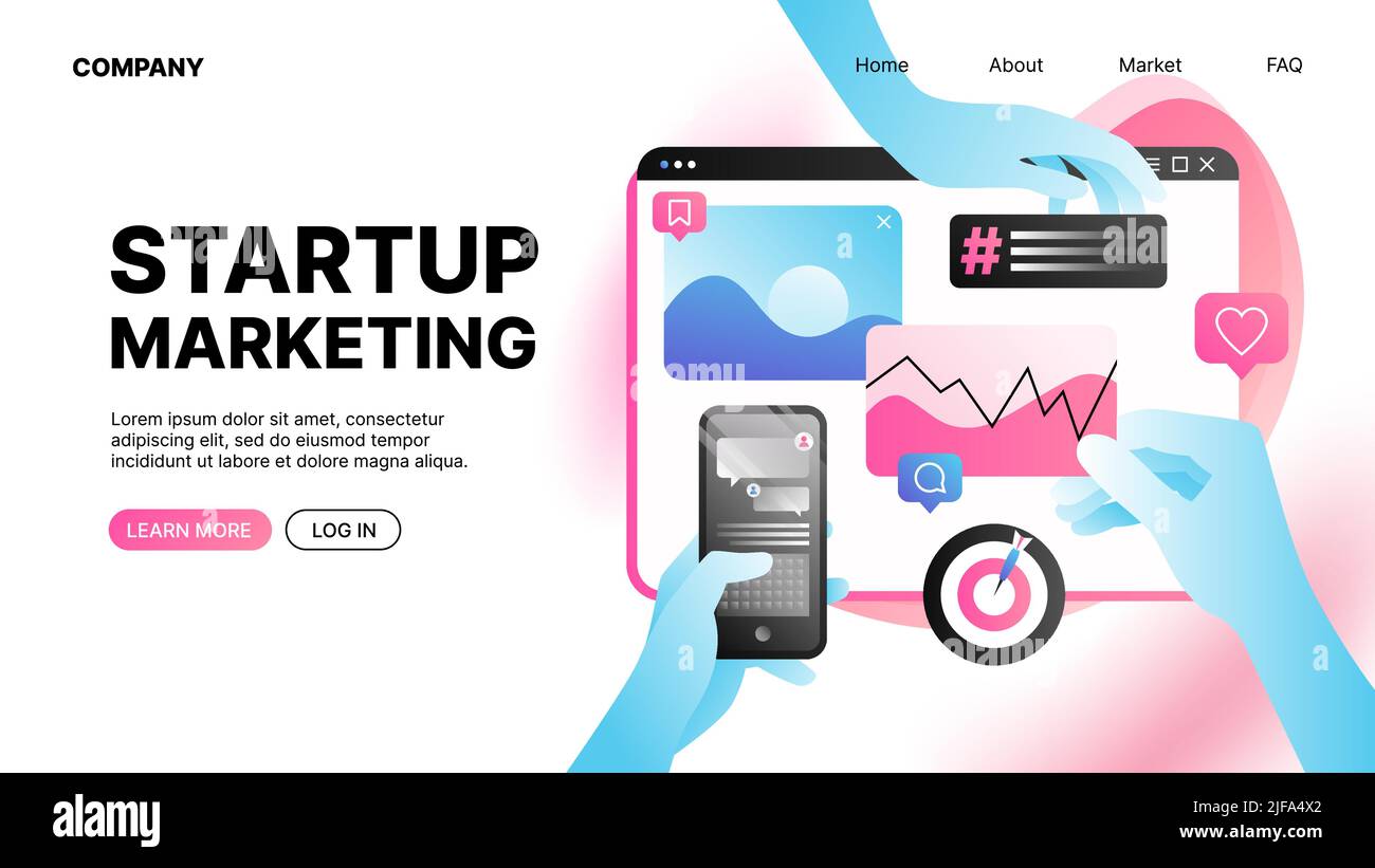 Startup Marketing Website. Light Landing Page Template. Vector ...