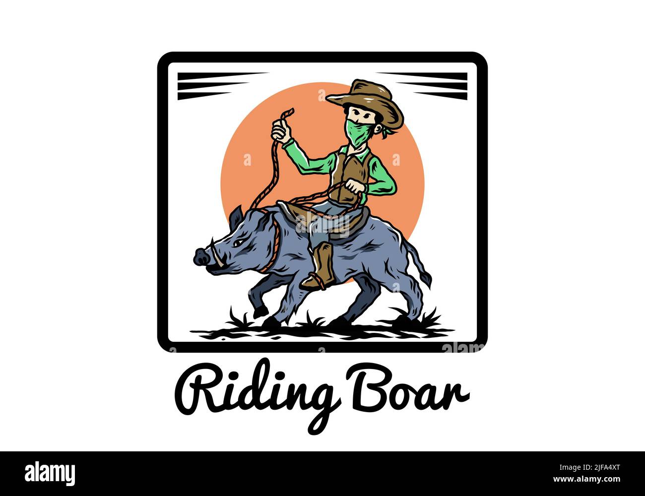 Young man riding a horse Stock Vector Images - Alamy