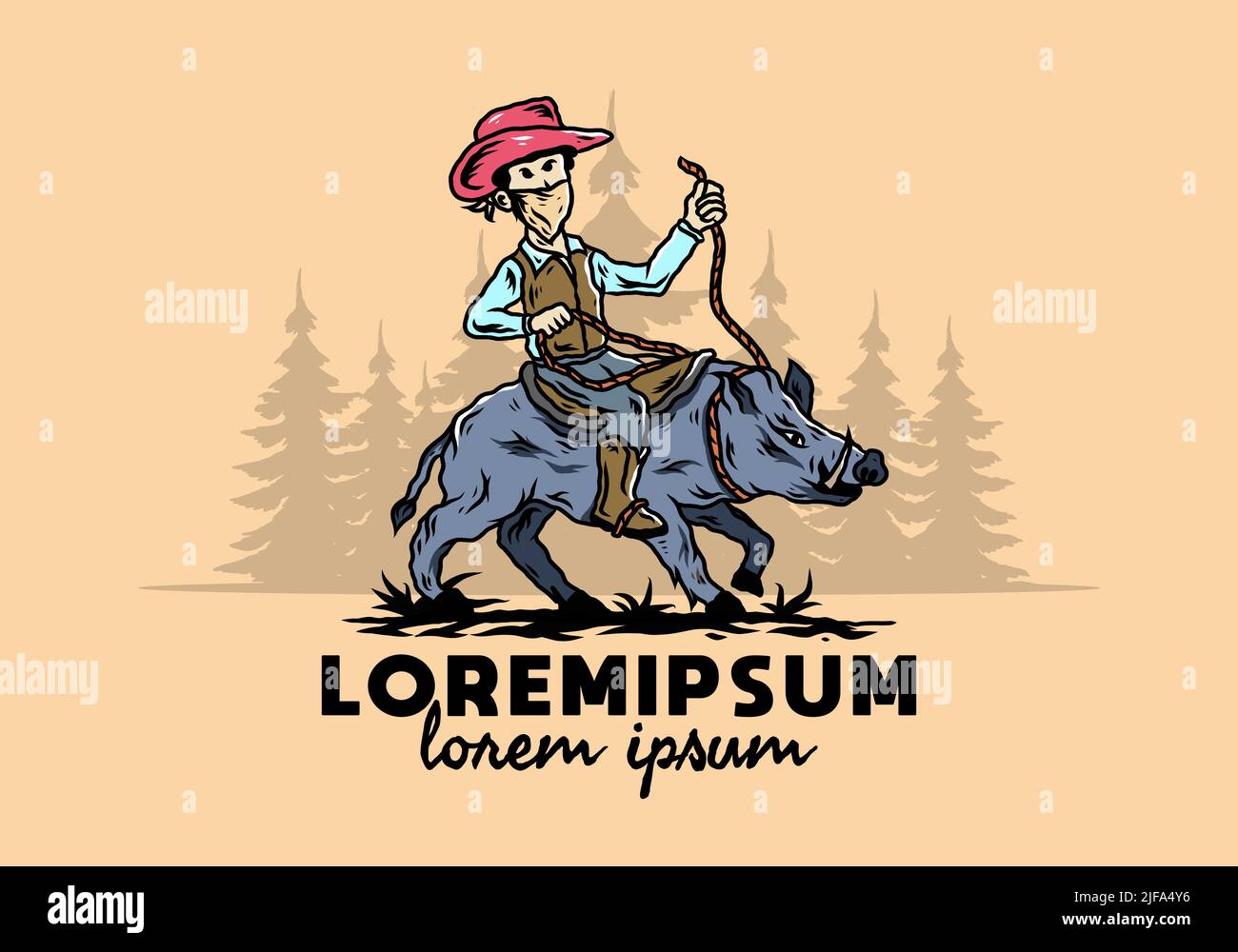 Man riding a wild boar illustration Stock Vector Image & Art - Alamy