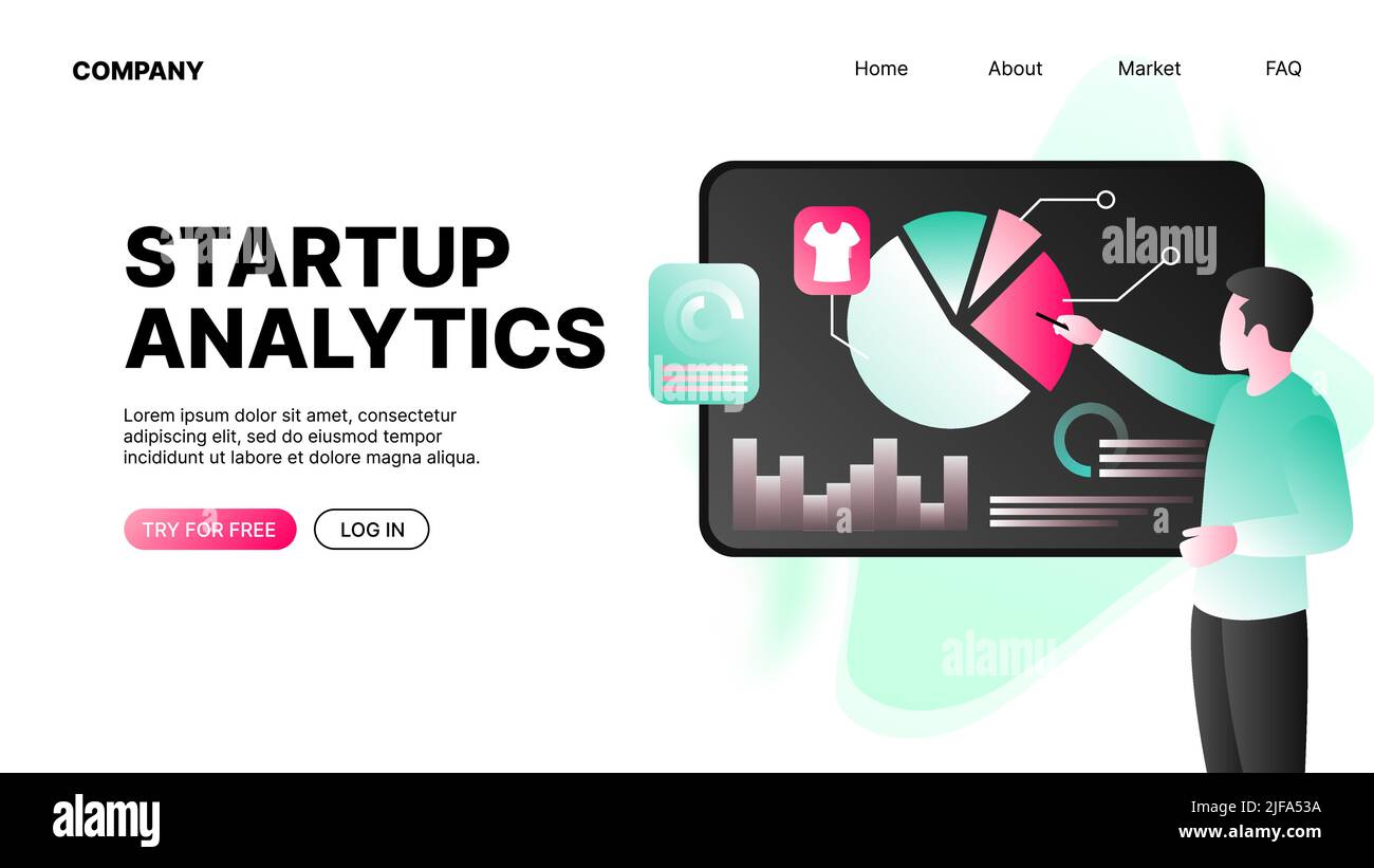 Startup Analytics Company. Website Landing Page Mockup. Vector illustration Stock Vector Image ...