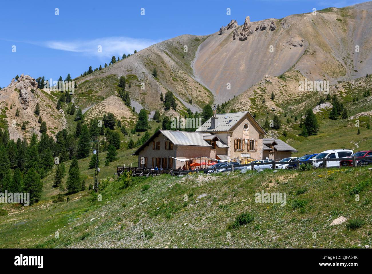 Historic inn Refuge Napoleon from 1858, Col de l Izoard, Cottian Alps ...