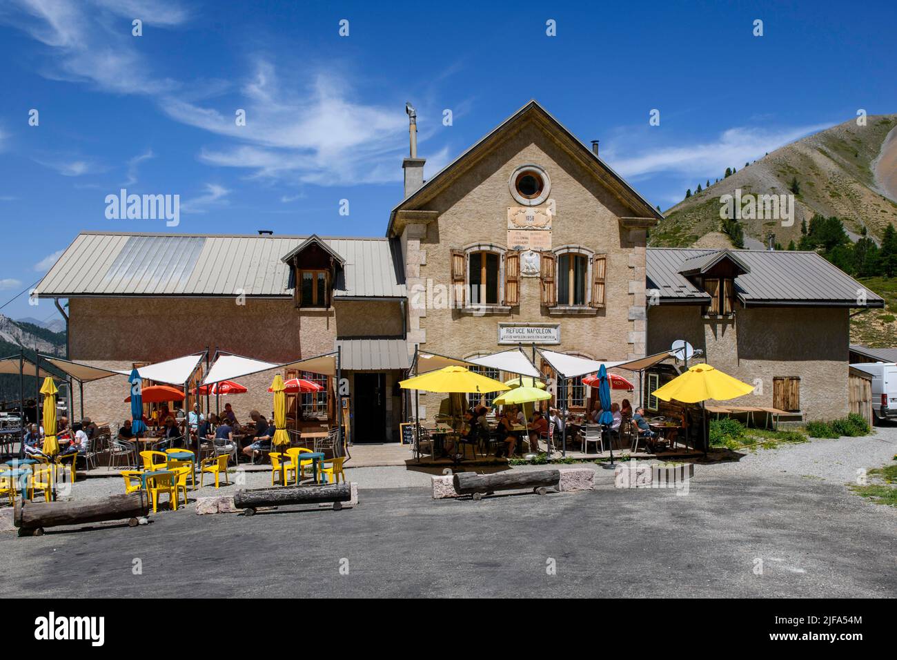Historic inn Refuge Napoleon from 1858, Col de l Izoard, Cottian Alps ...