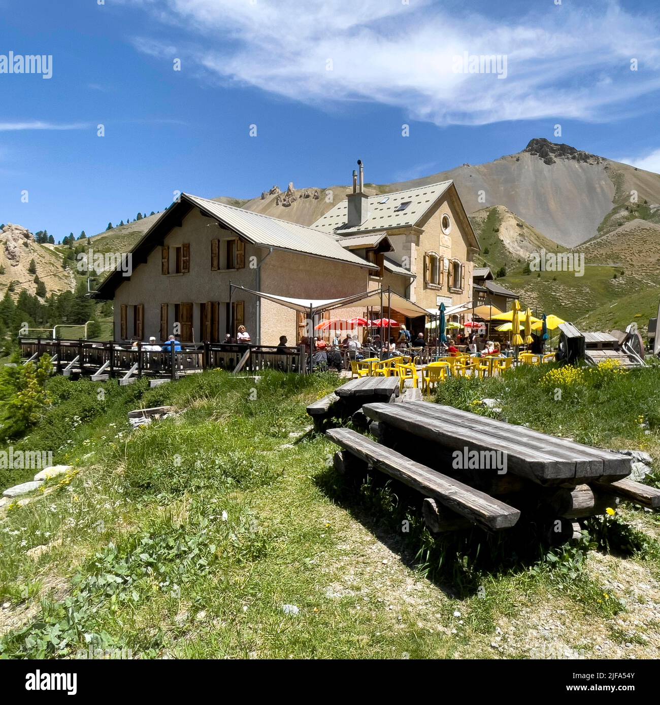 Historic inn Refuge Napoleon from 1858, Col de l Izoard, Cottian Alps ...