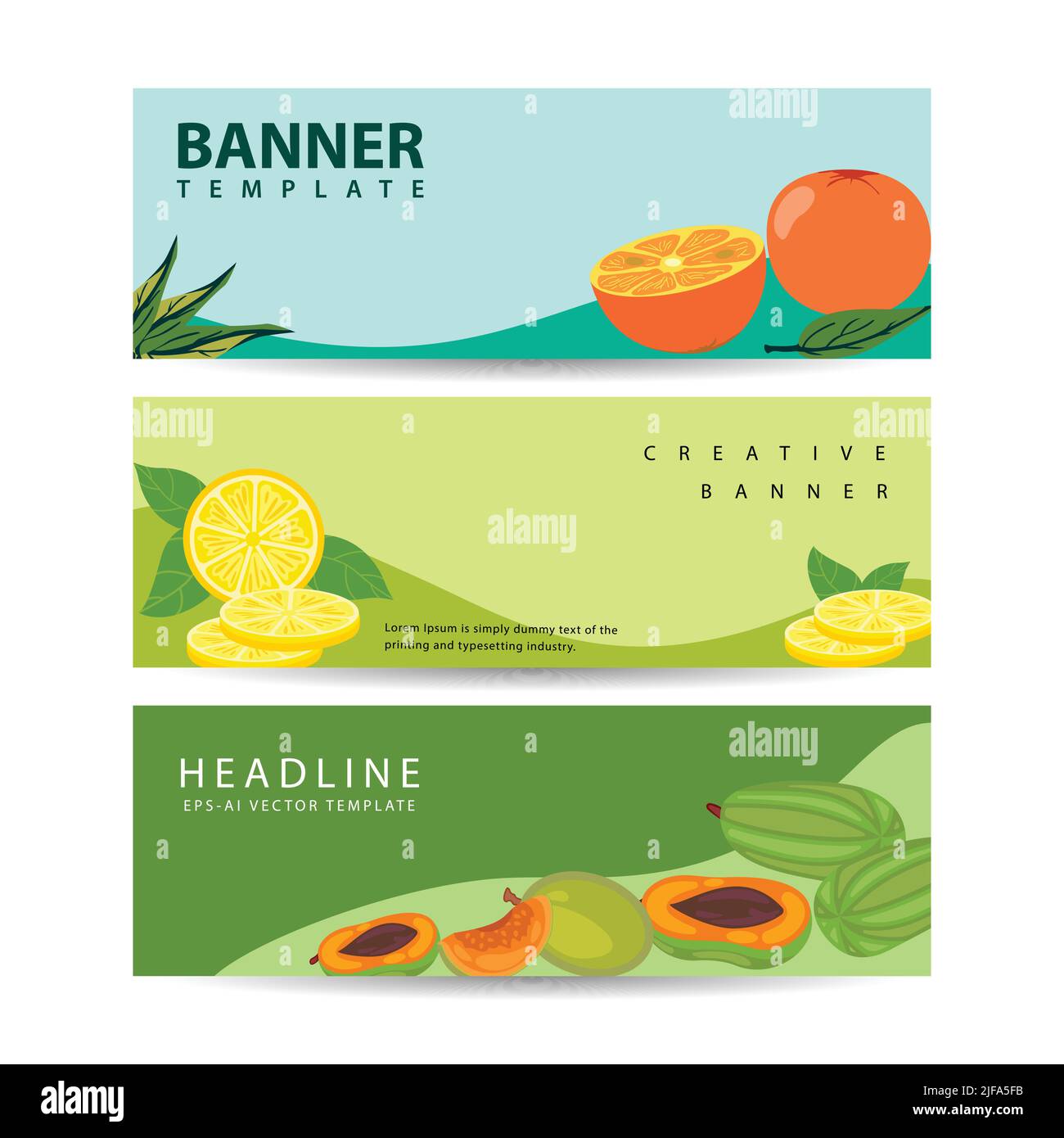 Banners with fruit about healthy eating. Vector banners template for ...