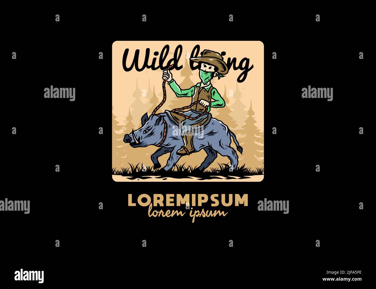 Man riding pig Stock Vector Images - Alamy