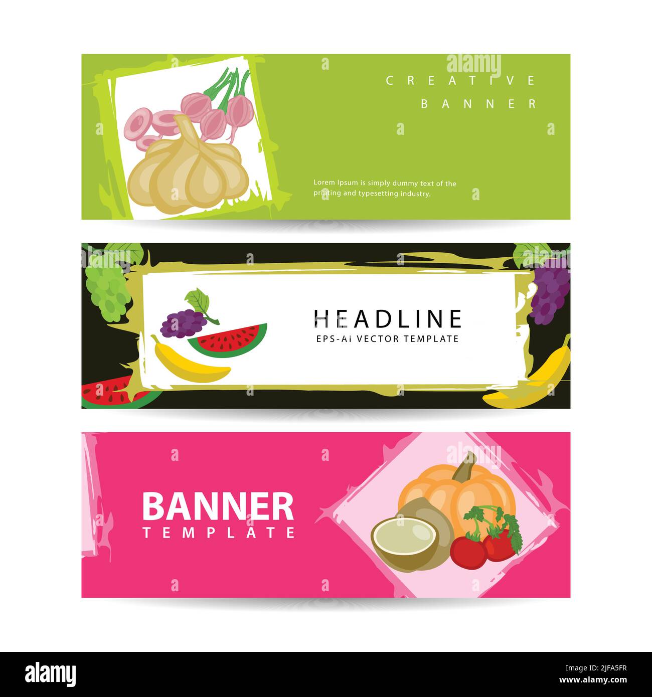 fruit banner set with frame for shop or market text vector illustration ...