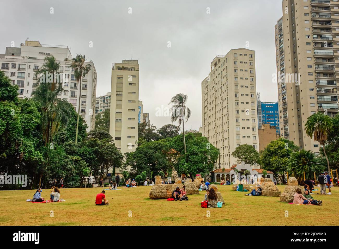 Sao Paulo, Brazil: people having leisure in Parque Augusta city park ...