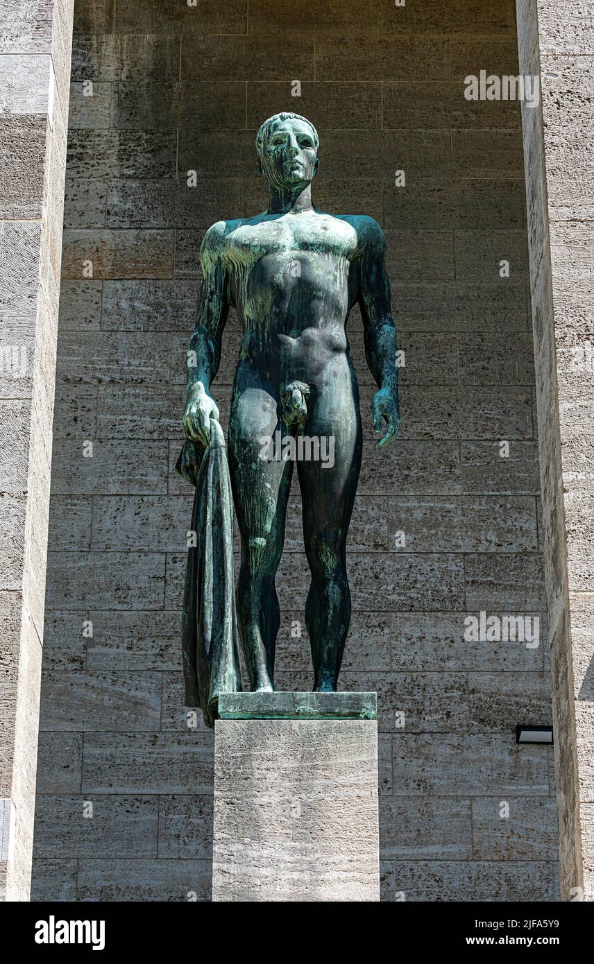 Decathlete and winner at the entrance of the pillar hall in the ...