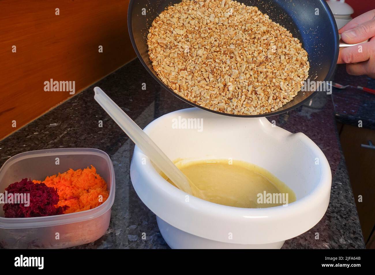 Southern German cuisine, preparation walnut cake with beetroot ...