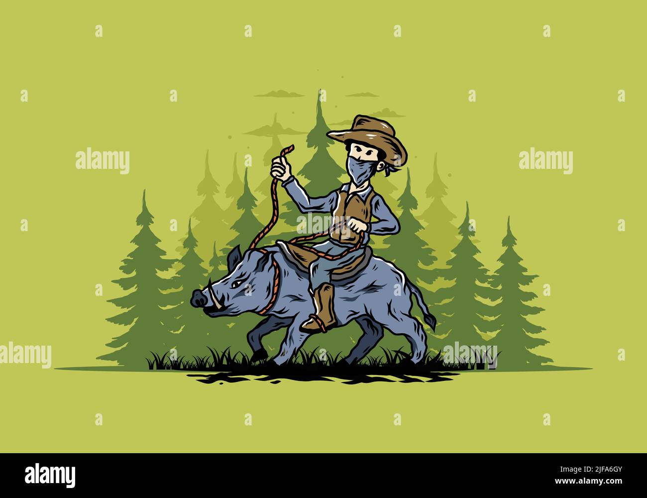 Man riding a wild boar illustration Stock Vector Image & Art - Alamy