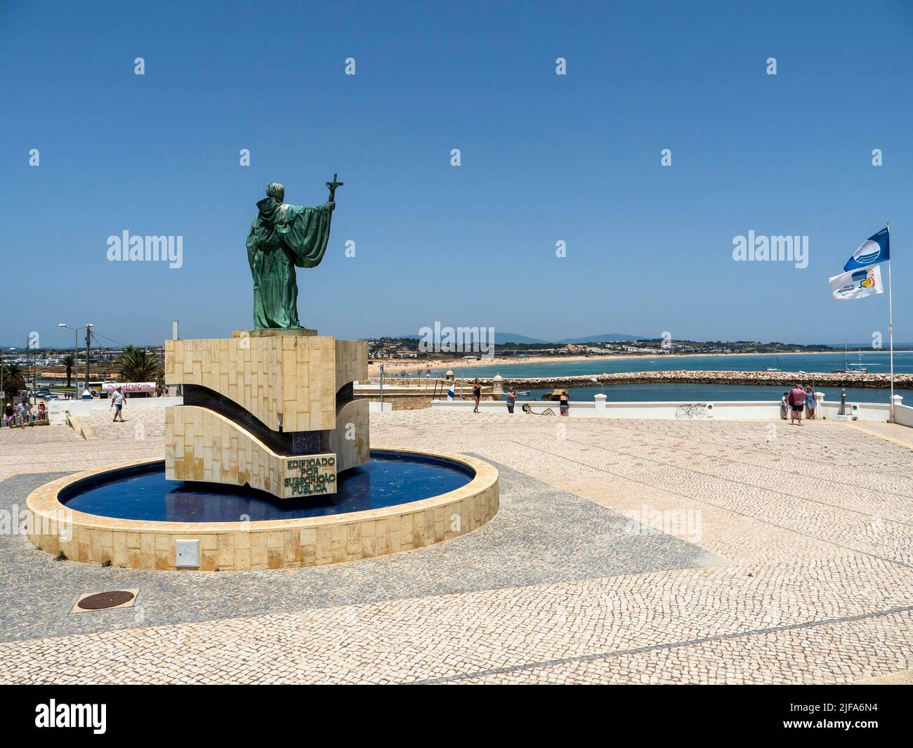 City wall and beach Praia da Batata, Lagos, Algarve, Portugal Stock ...