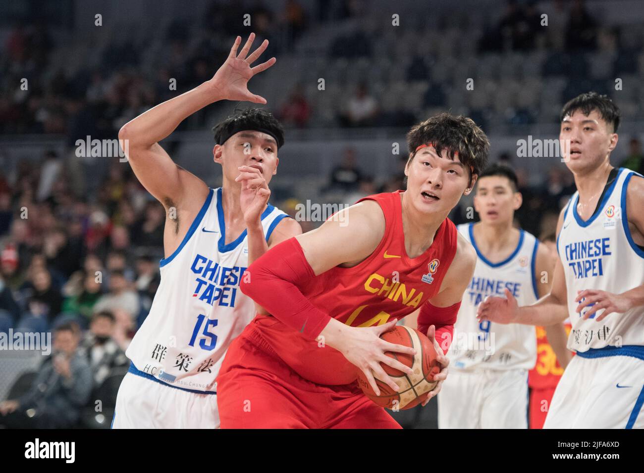 Melbourne, Australia. 01st July, 2022. Zhelin Wang (C) of China ...