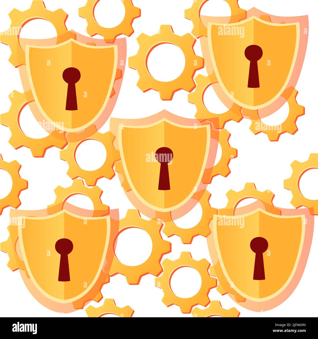 Seamless pattern Digital data protection concept with golden shield ...
