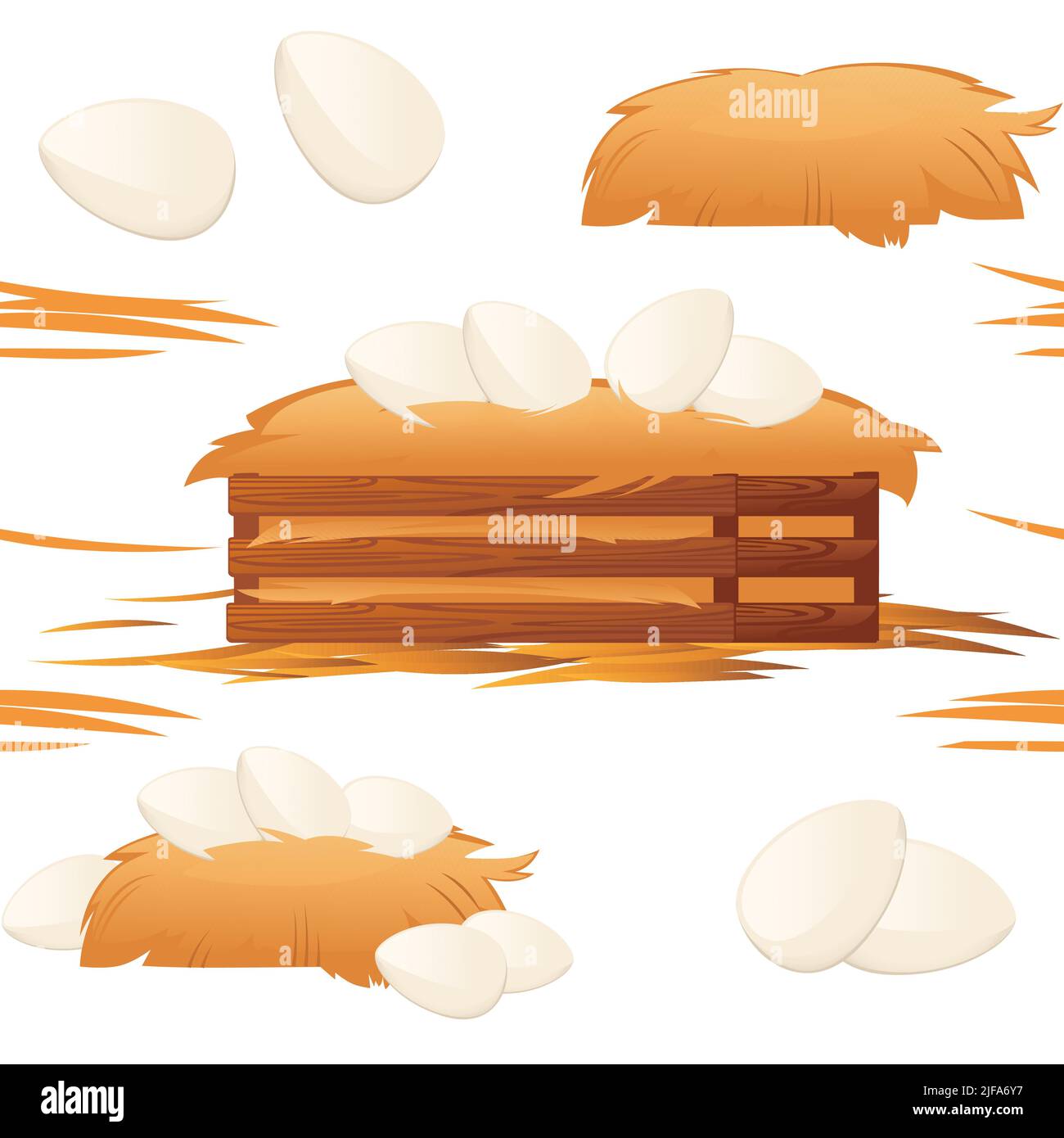 Seamless pattern Bird nest with white eggs vector illustration on white ...