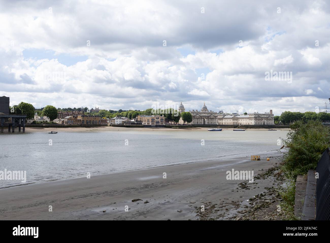 Greenwich and the River Thames from the North Bank Thames Path, London ...