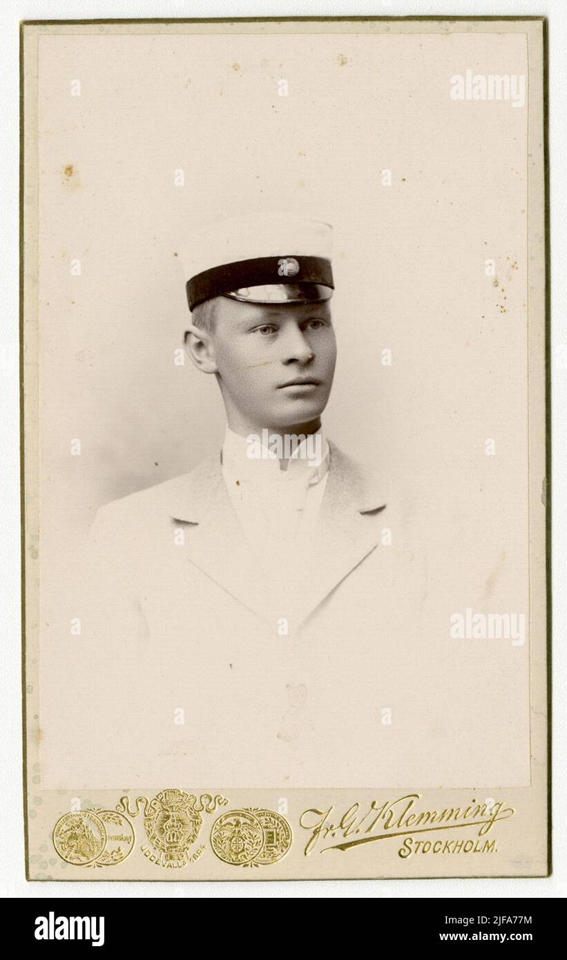 Portrait of Karl Ivar Sundström wearing a student cap. Later officer at ...