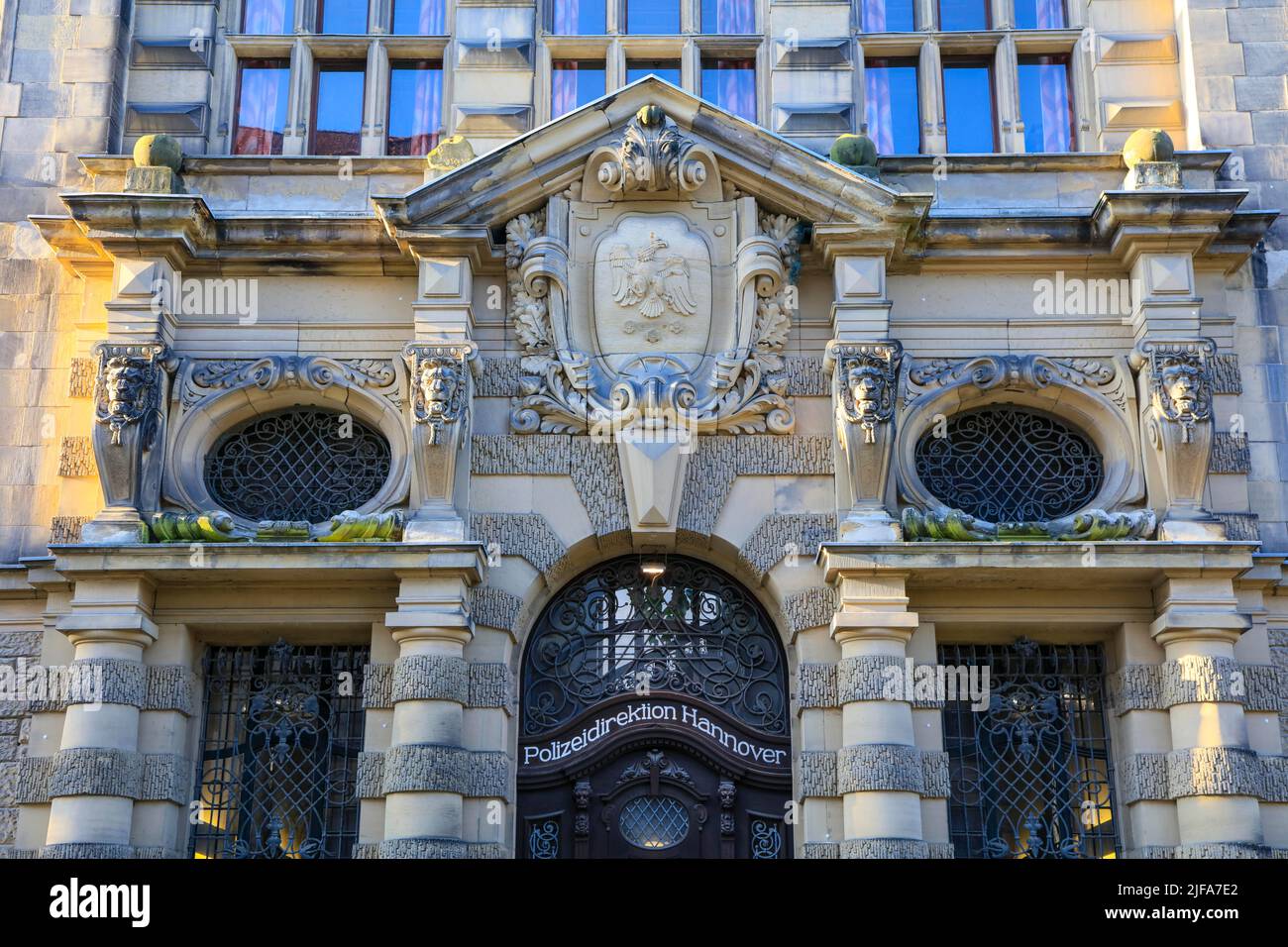 Entrance portal of the historic main building of the Hanover Police ...