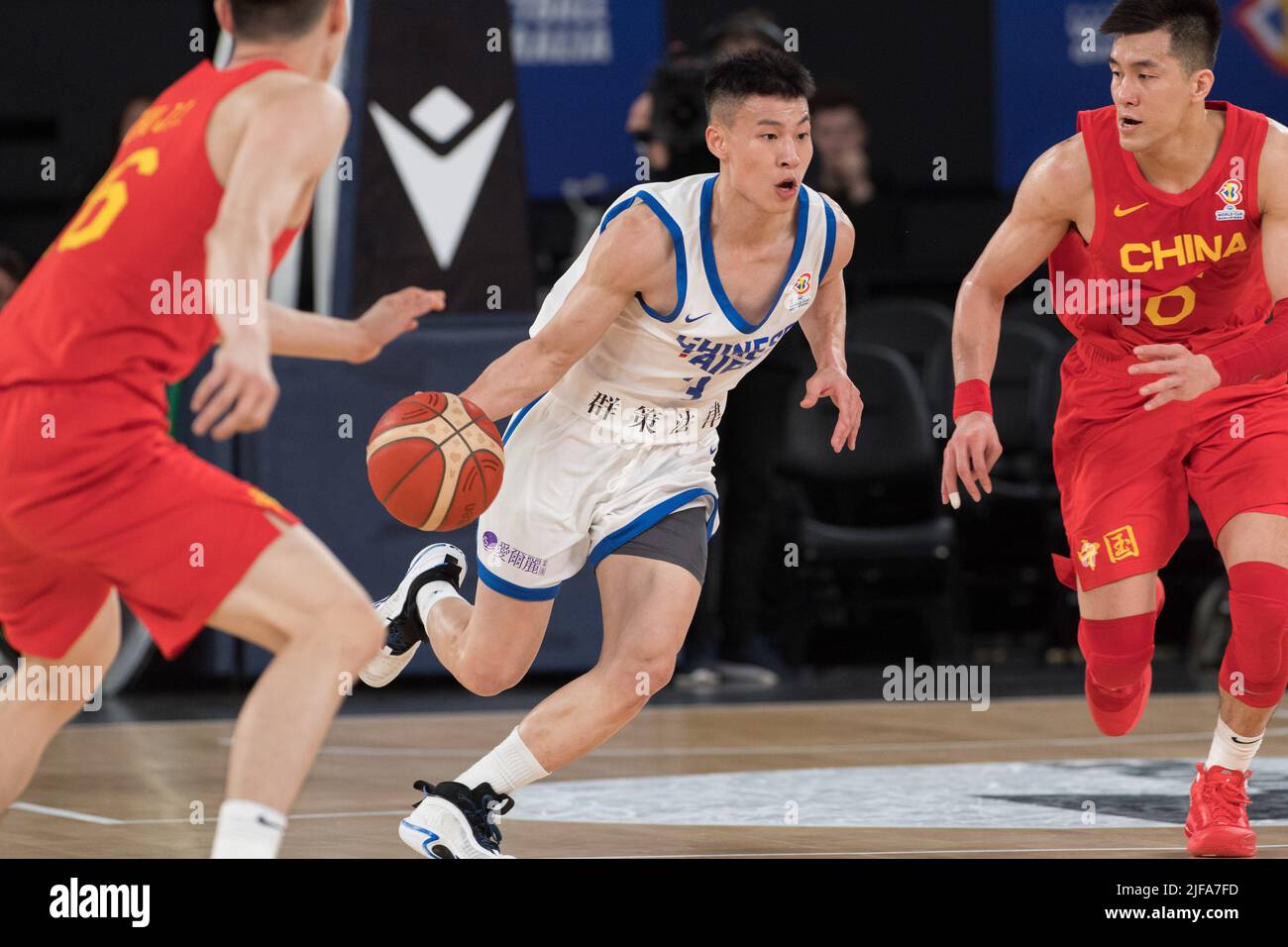 Bing Sheng Lin (C) of Chinese Taipei Basketball team seen in action ...