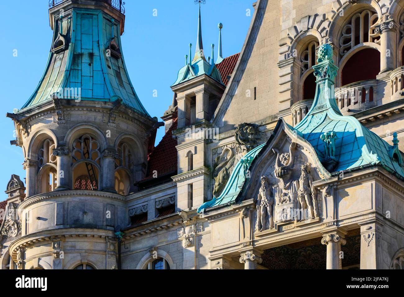 Entrance facade on Trammplatz, Neues Rathaus, Wilhelminian, palatial ...