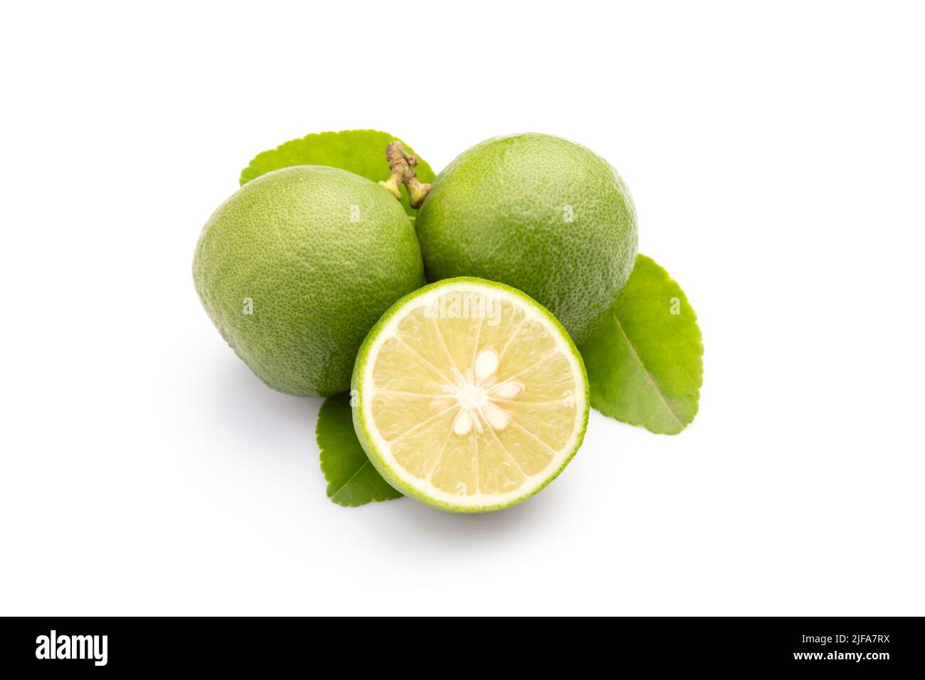 Close up slice of Thai Lime (Common Lime) or local lime isolated on ...