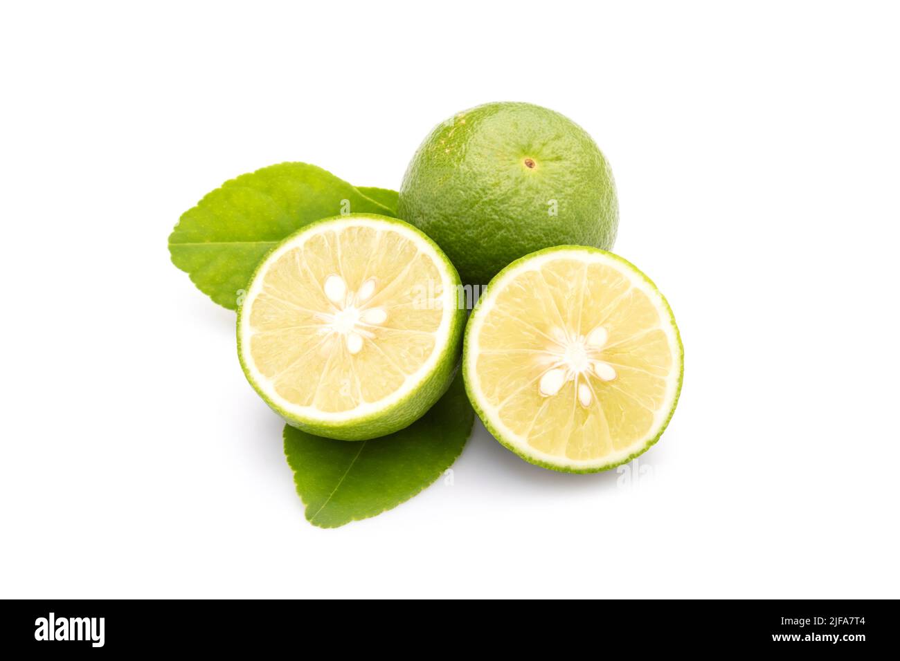 Close up slice of Thai Lime (Common Lime) or local lime isolated on ...