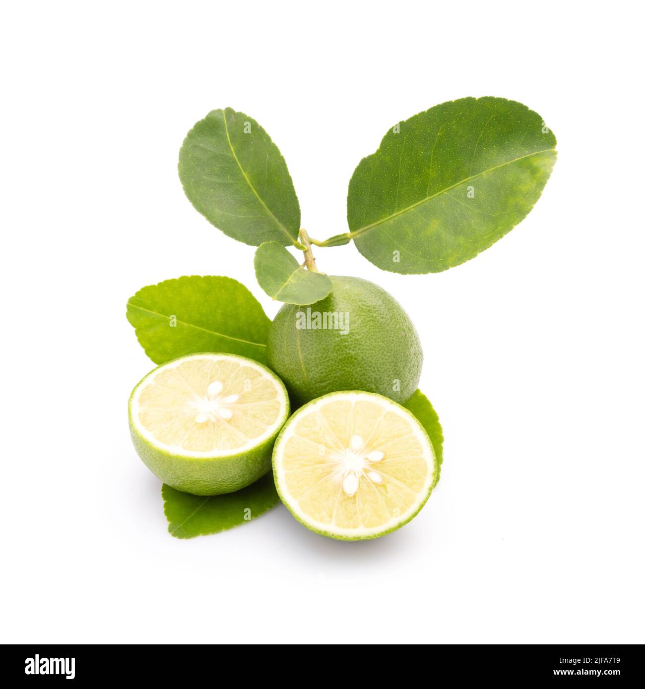 Close up slice of Thai Lime (Common Lime) or local lime isolated on ...
