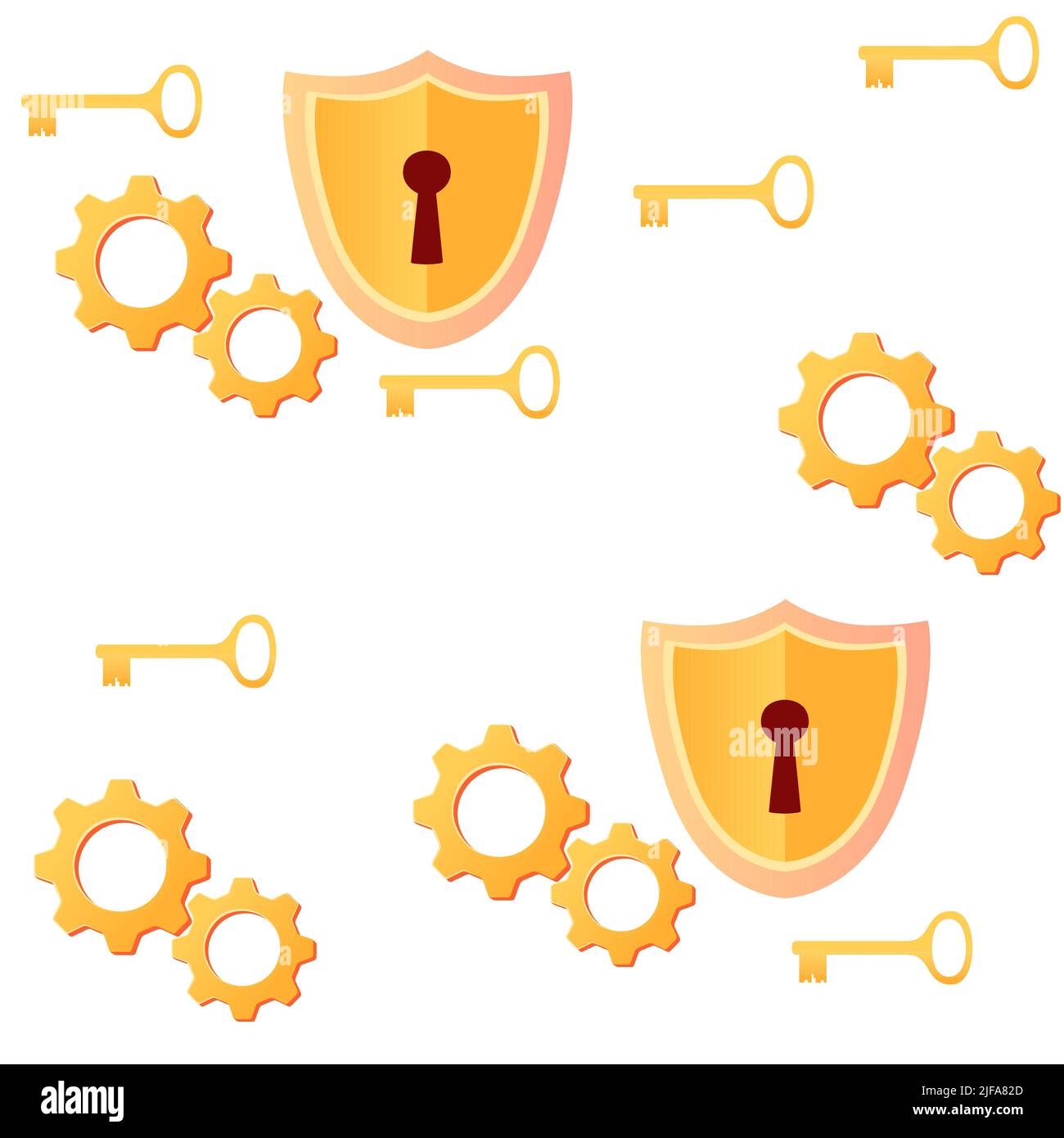 Seamless pattern Digital data protection concept with golden shield ...
