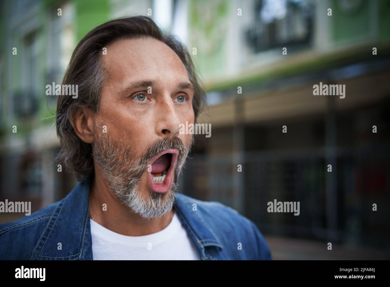 Guy Looking Up Mouth Open