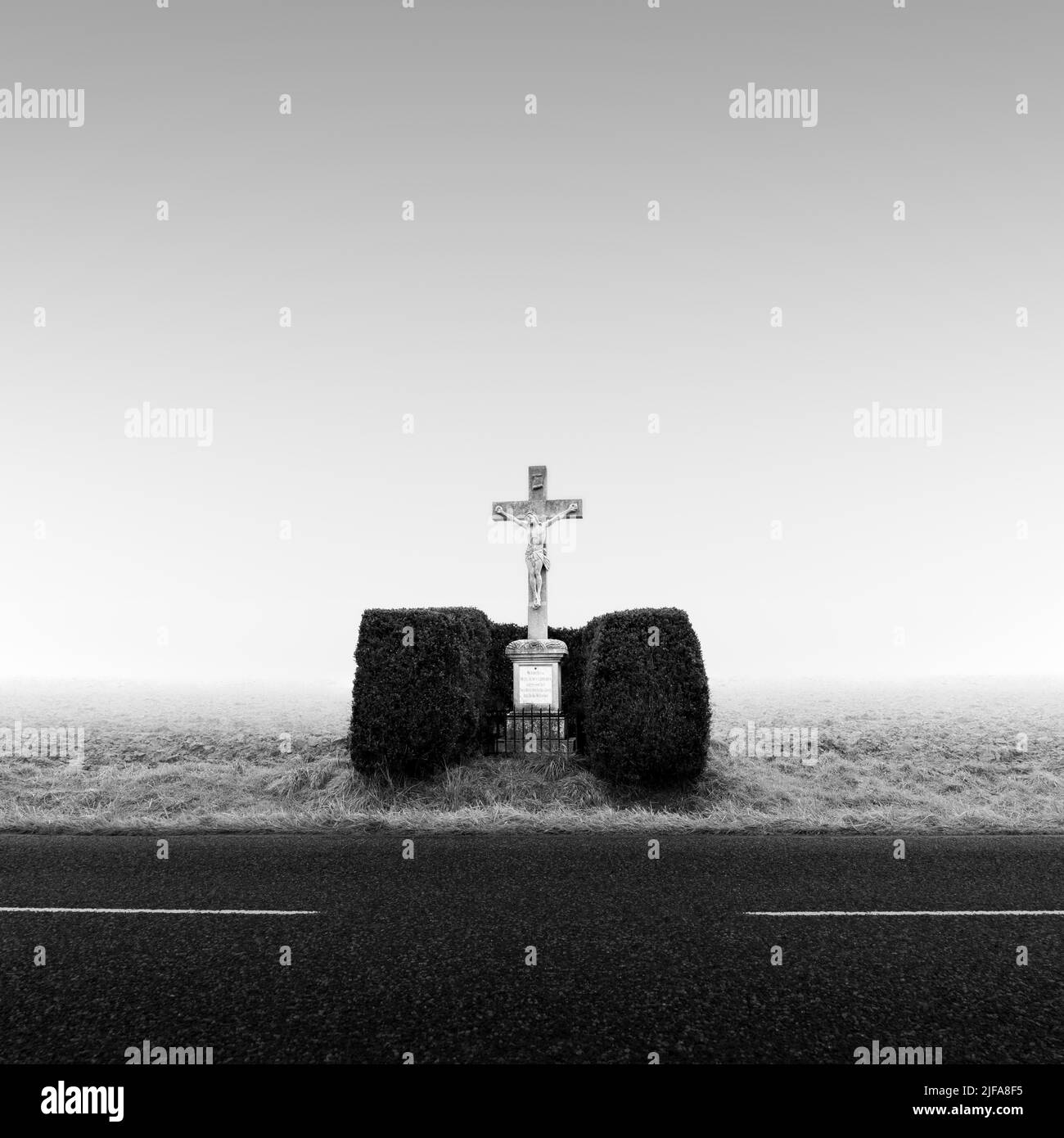 One of the typical Alsatian crosses at the roadside. Alsace, France ...