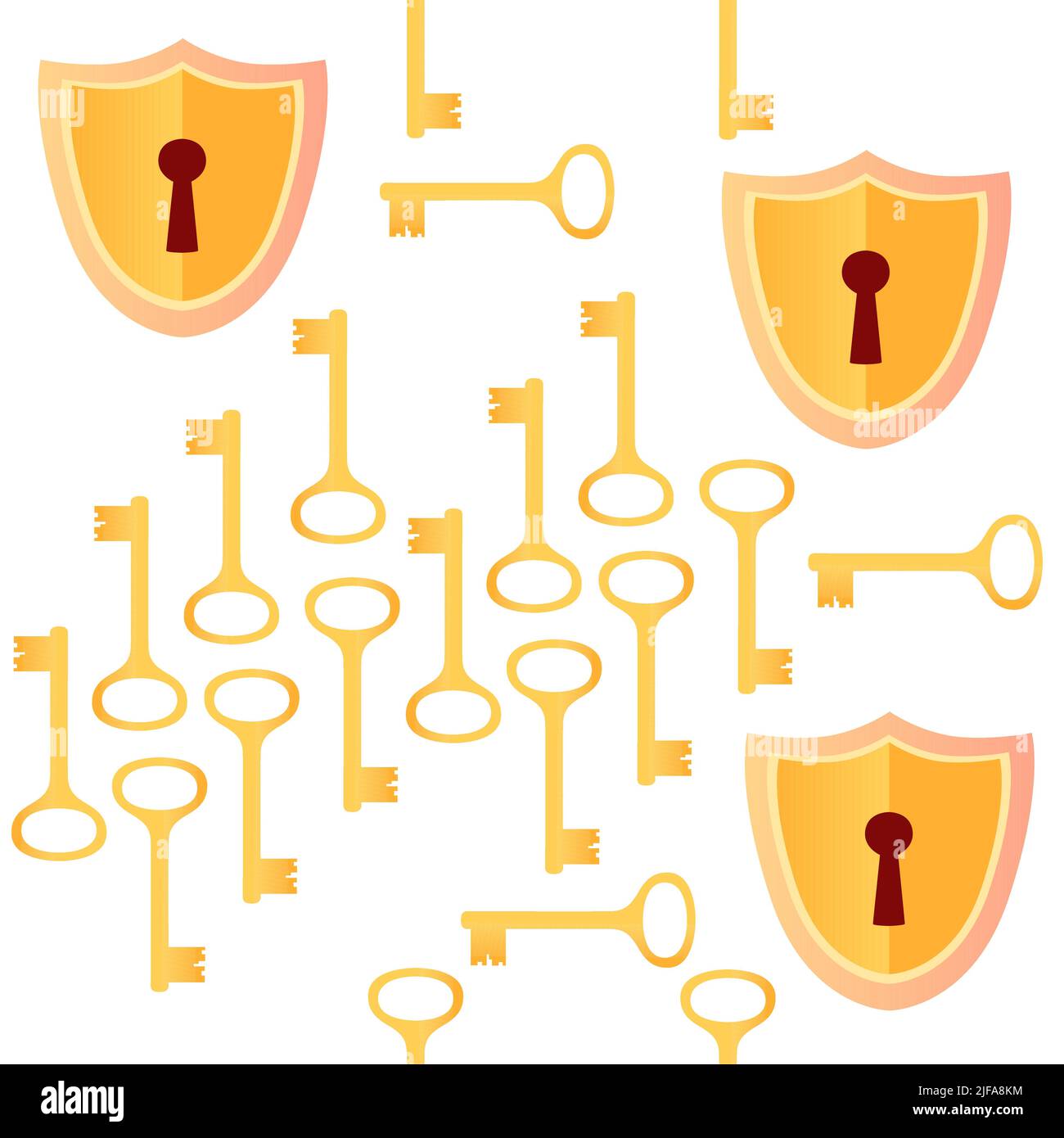 Seamless pattern Digital data protection concept with golden shield ...