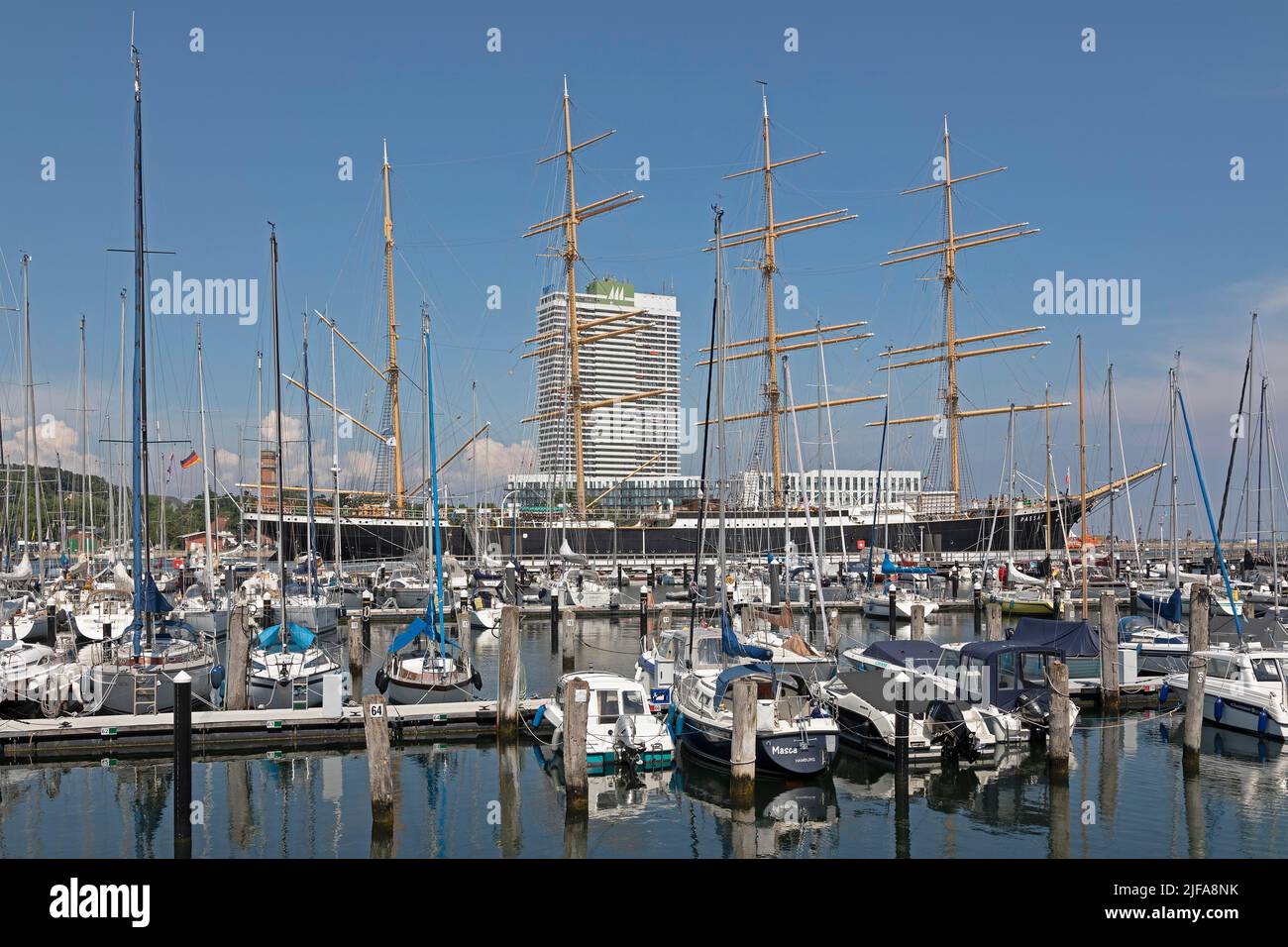 Hotel Maritim, marina, museum sailing ship Passat, Priwall, Travemuende ...