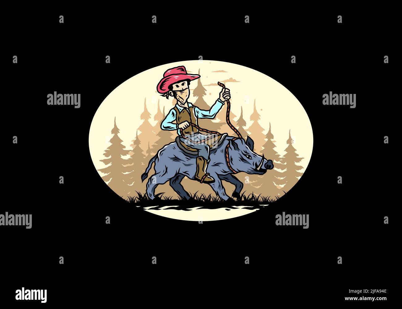 Man riding a wild boar illustration Stock Vector Image & Art - Alamy