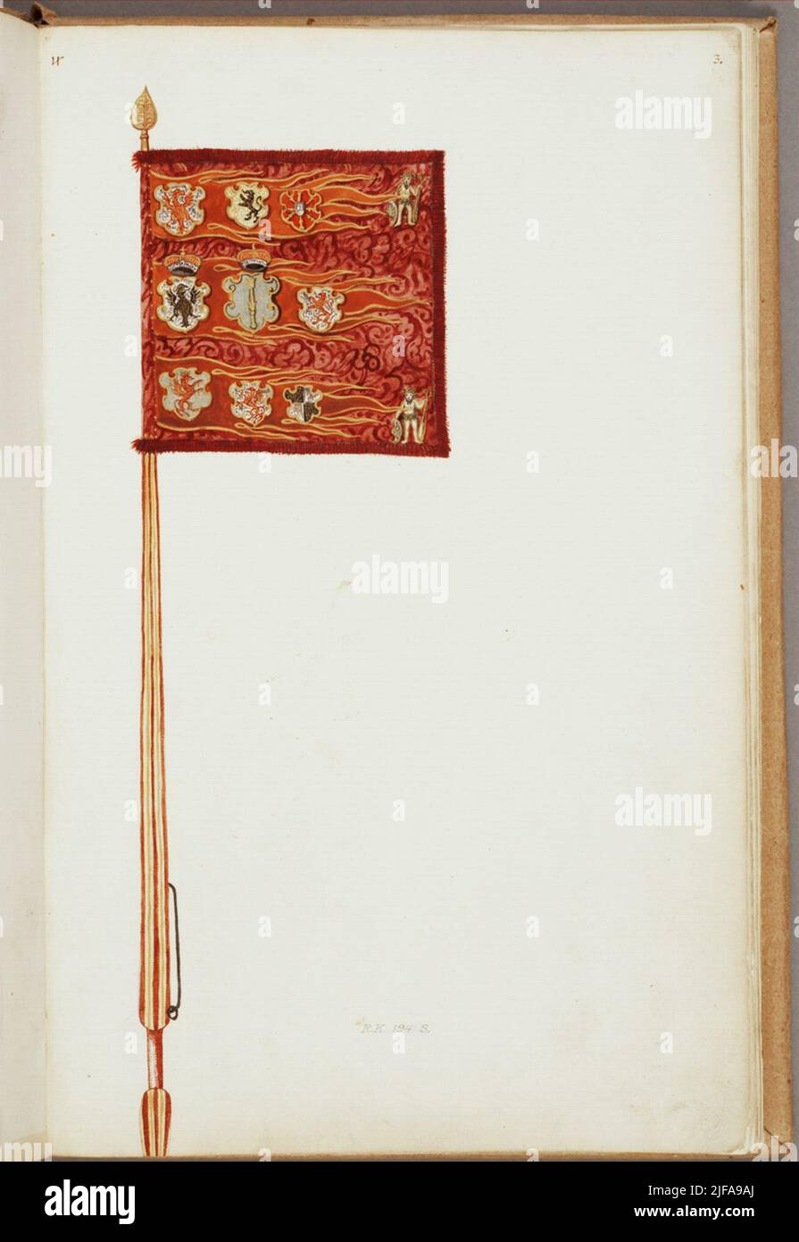 Department in gouache depicting field signs taken as a trophy of the ...