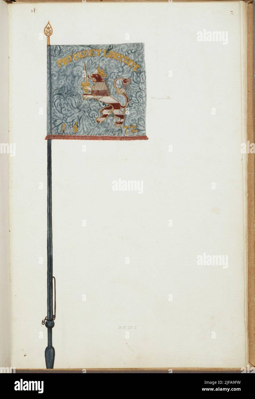 Department in gouache depicting field signs taken as a trophy of the ...