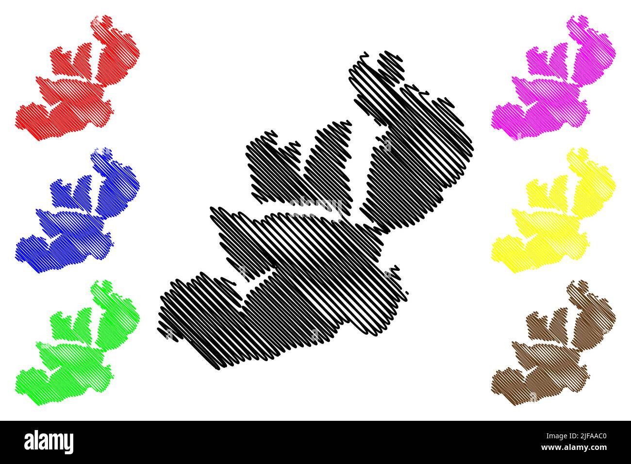 Kvaloya island (Kingdom of Norway) map vector illustration, scribble ...