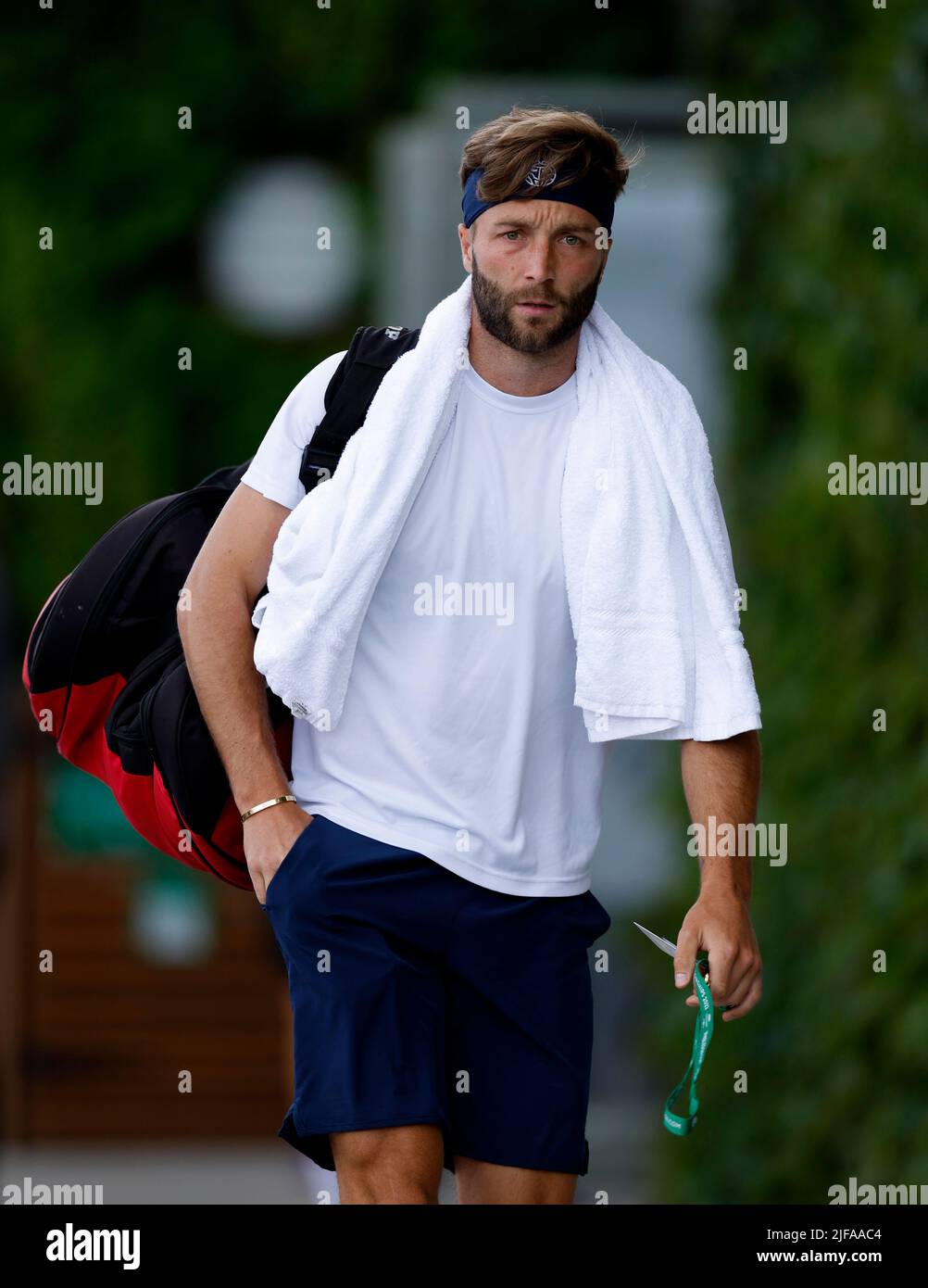 Liam Broady arrives at the practice courts during day five of the 2022 ...