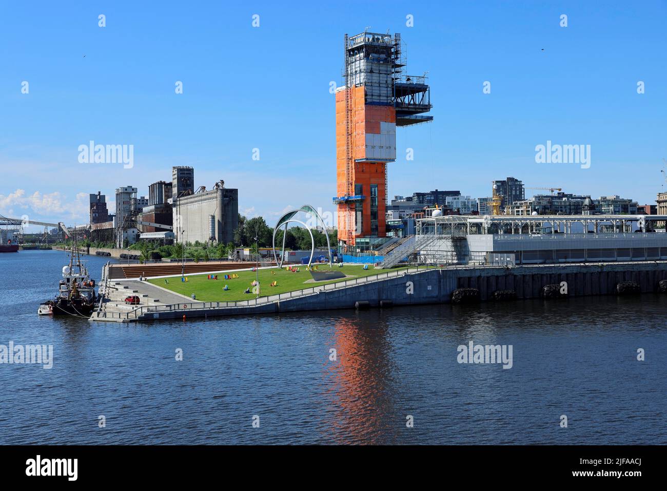 New cruise ship tower in construction, Old Port, Montreal, Province of ...