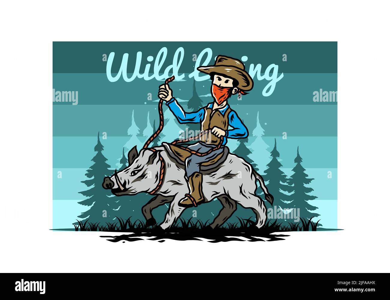 Man riding a wild boar illustration Stock Vector Image & Art - Alamy