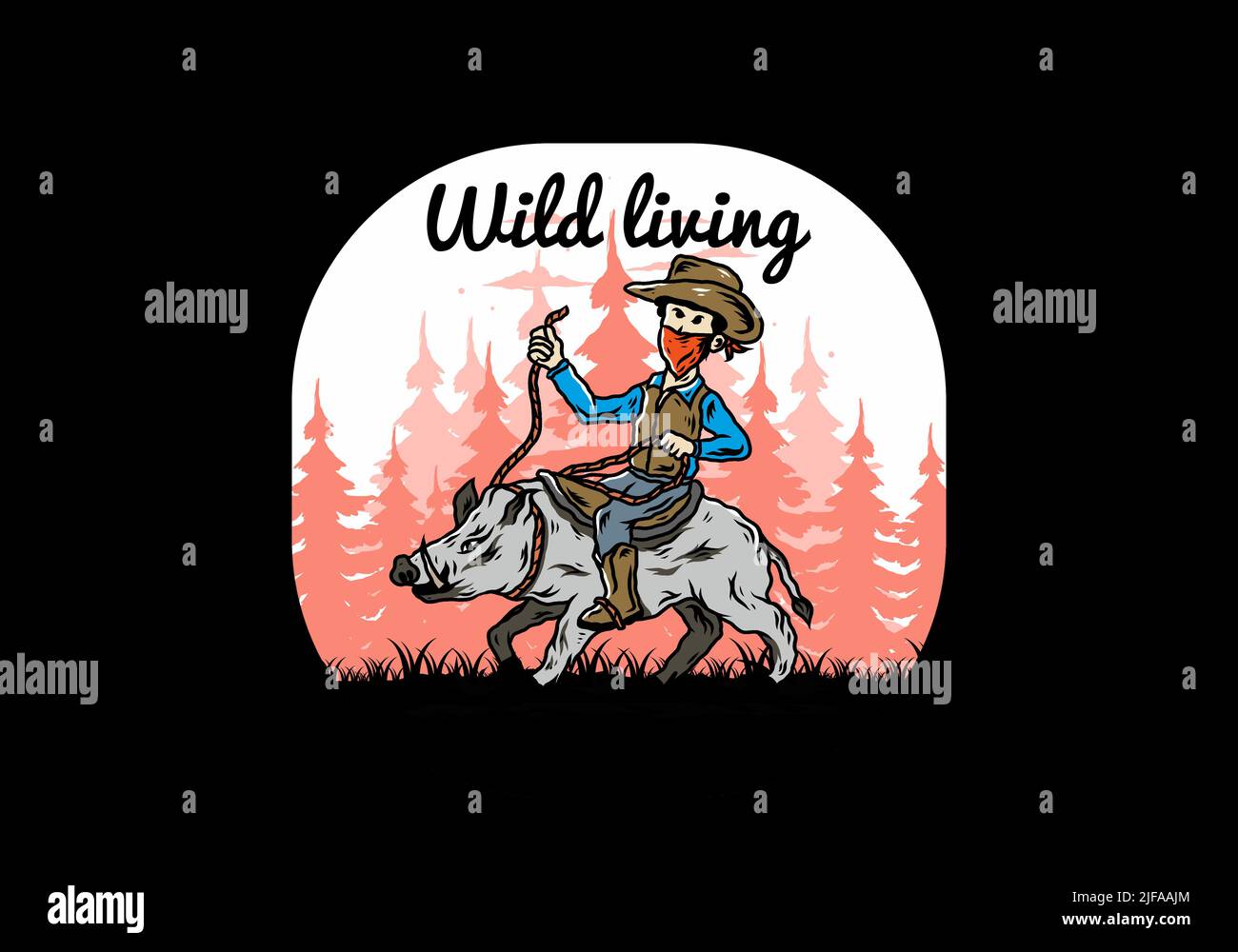 Man riding a wild boar illustration Stock Vector Image & Art - Alamy