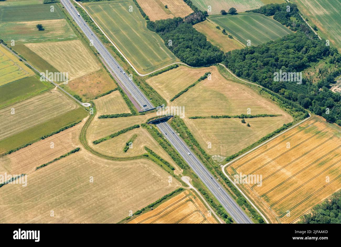 Aerial view of the A39 Wild Bridge near Braunschweig, motorway, Wild ...