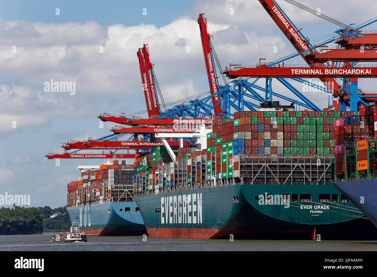 Container ships at the Burchardkai container terminal in the Port of ...