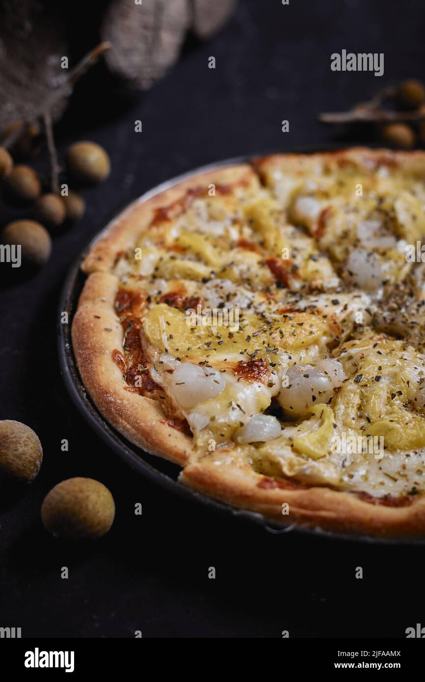 Homemade Summer Durian and longan pizza Stock Photo - Alamy