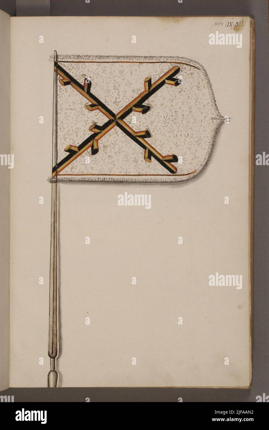 Department in gouache depicting field signs taken as a trophy of the ...