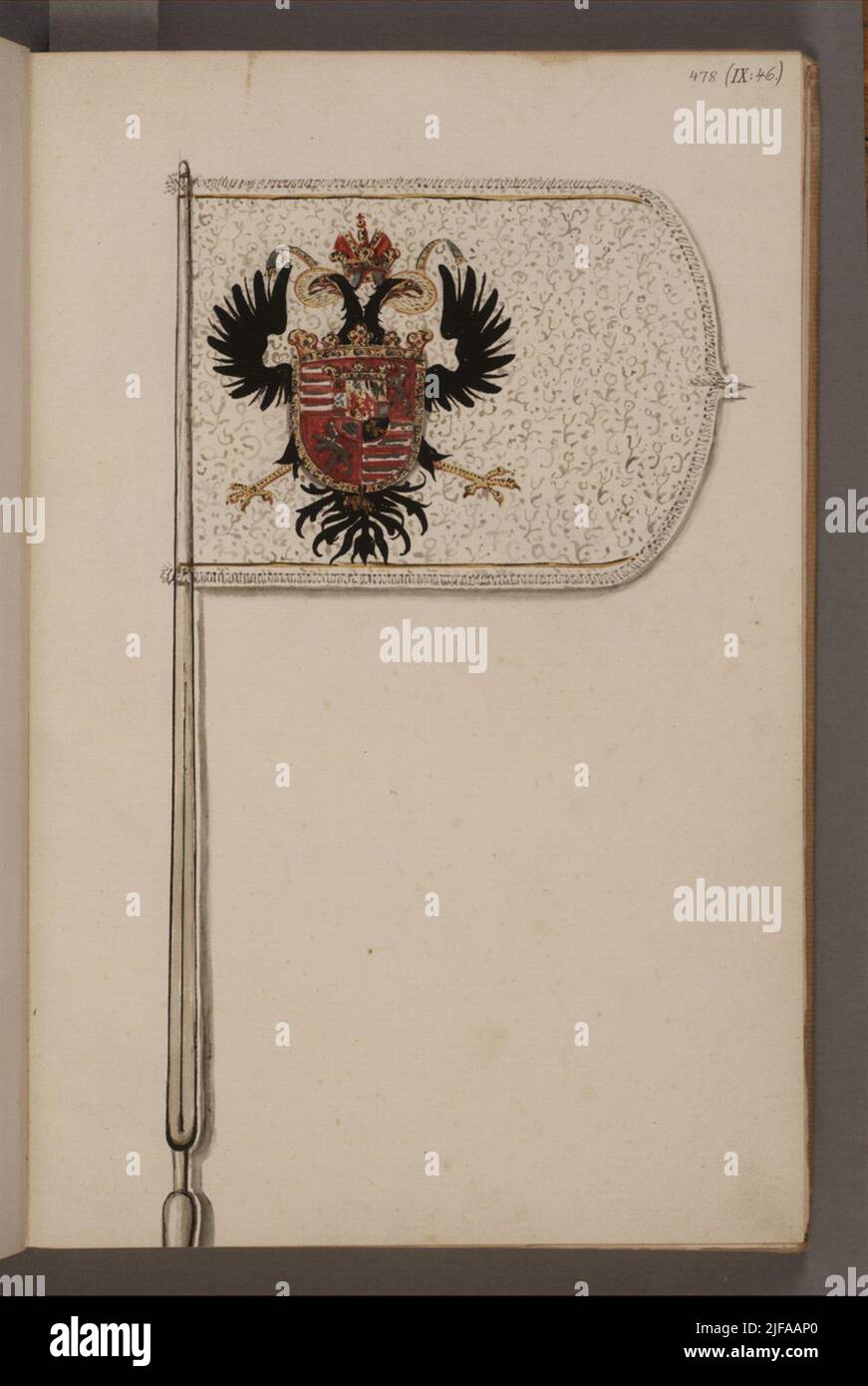 Department in gouache depicting field signs taken as a trophy of the ...