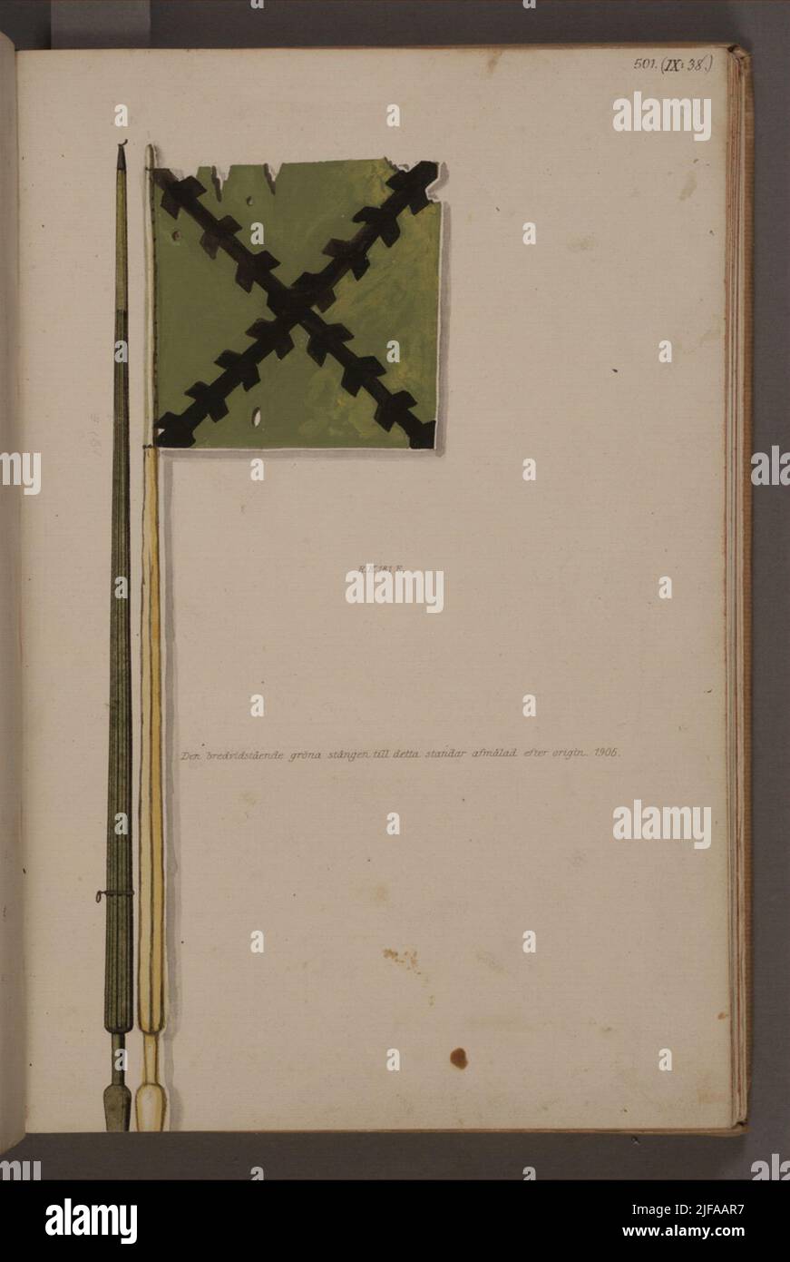 Department in gouache depicting field signs taken as a trophy of the ...