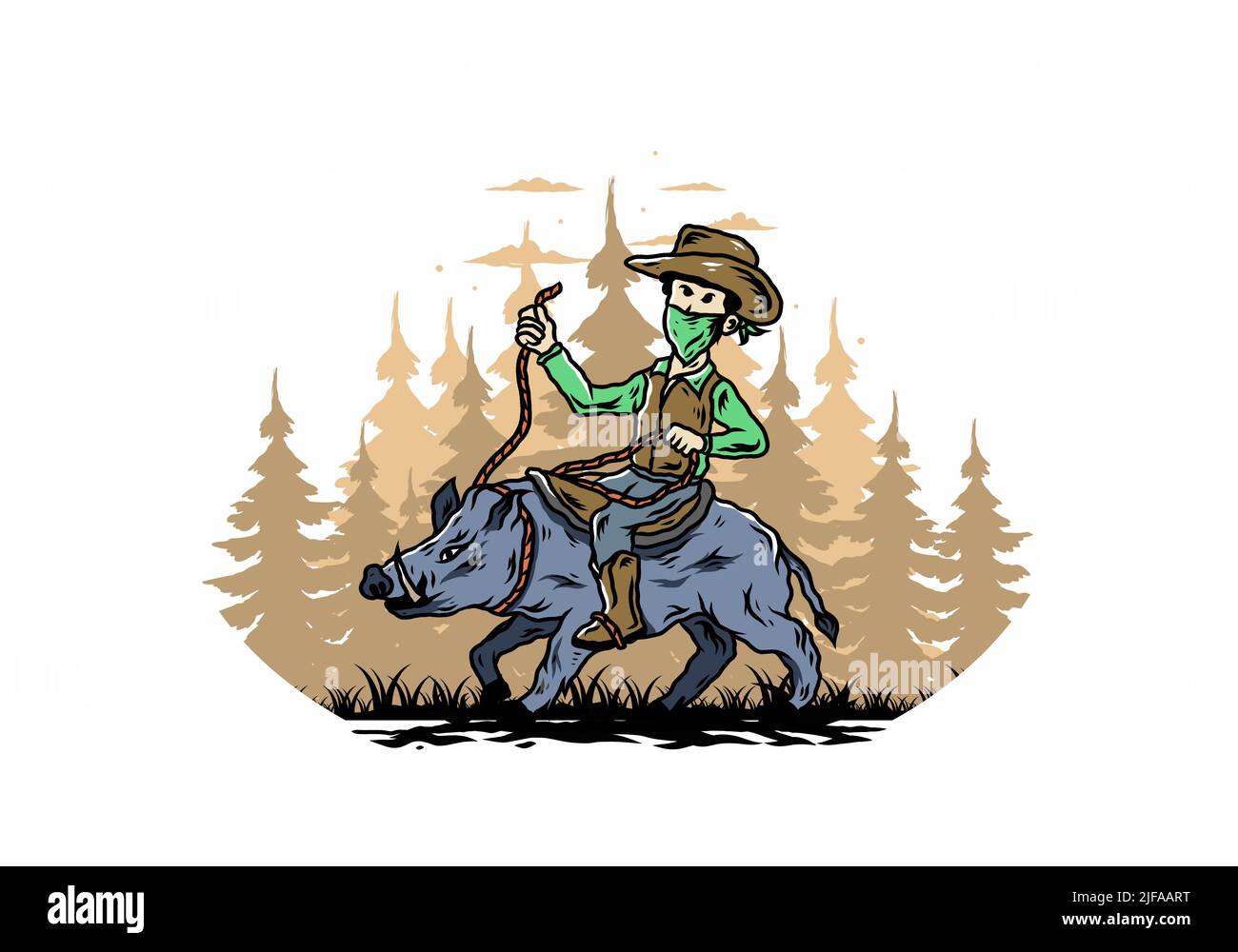 Man riding a wild boar illustration Stock Vector Image & Art - Alamy