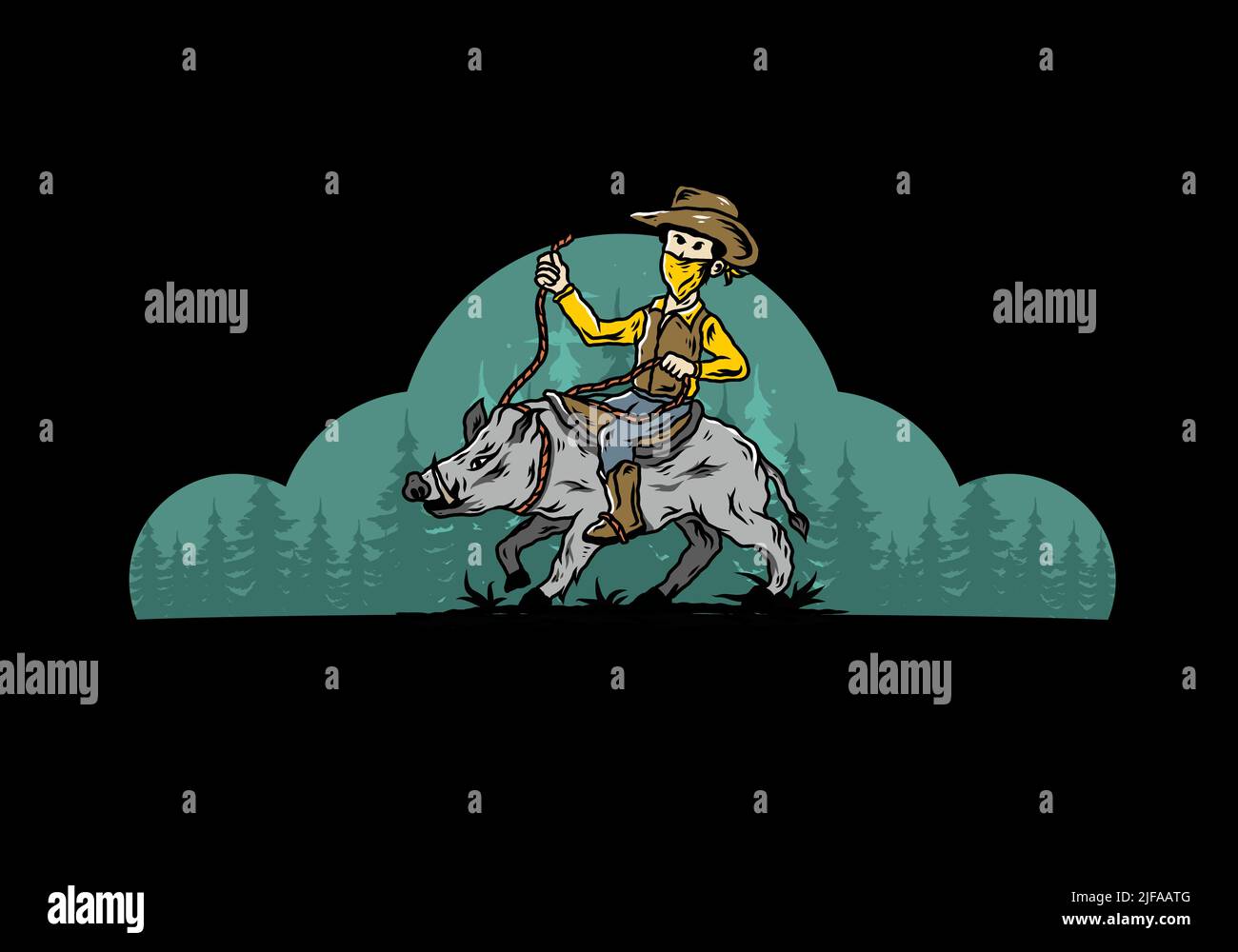 Man riding a wild boar illustration Stock Vector Image & Art - Alamy