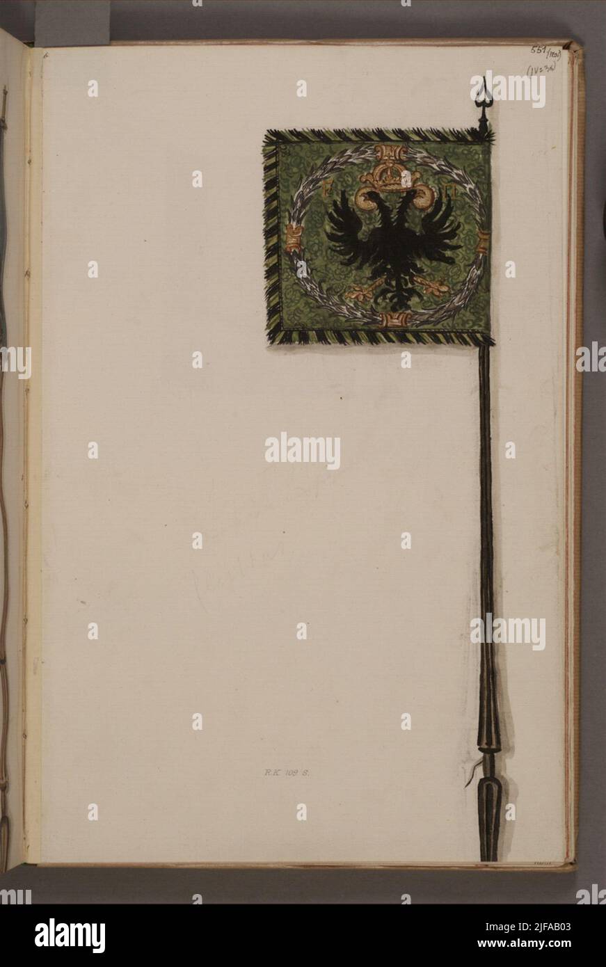 Department in gouache depicting field signs taken as a trophy of the ...
